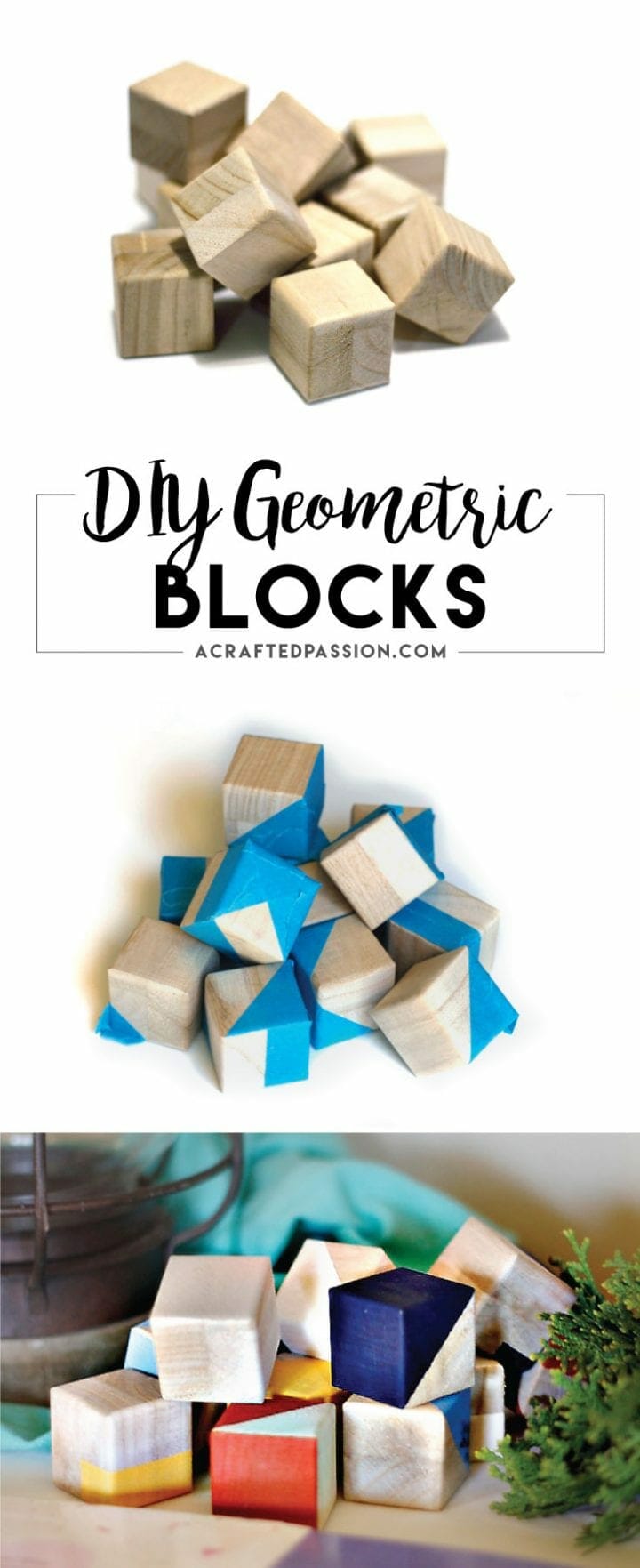 Easy DIY Geometric Wood Blocks for Baby Decor