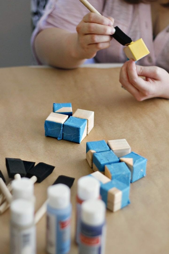 Easy DIY Geometric Wood Blocks for Baby Decor