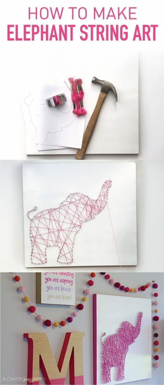 How to Make Elephant String Art Tutorial: Adorable DIY Decor